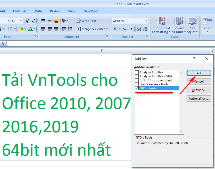 Tính năng và hướng dẫn download vntool cho excel 2016